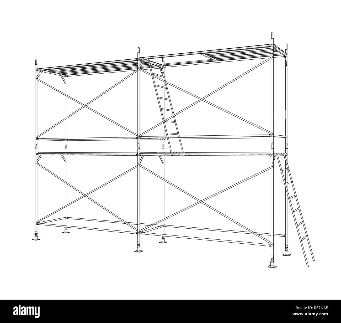 3D outline scaffold. 3d illustration. Wire-frame style Stock Photo - Alamy
