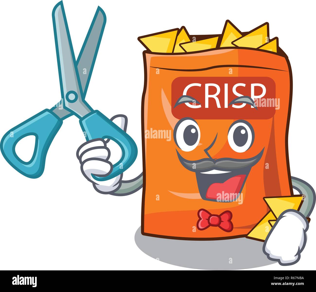 Barber snack food sticks chisp on cartoon vector illustration Stock ...