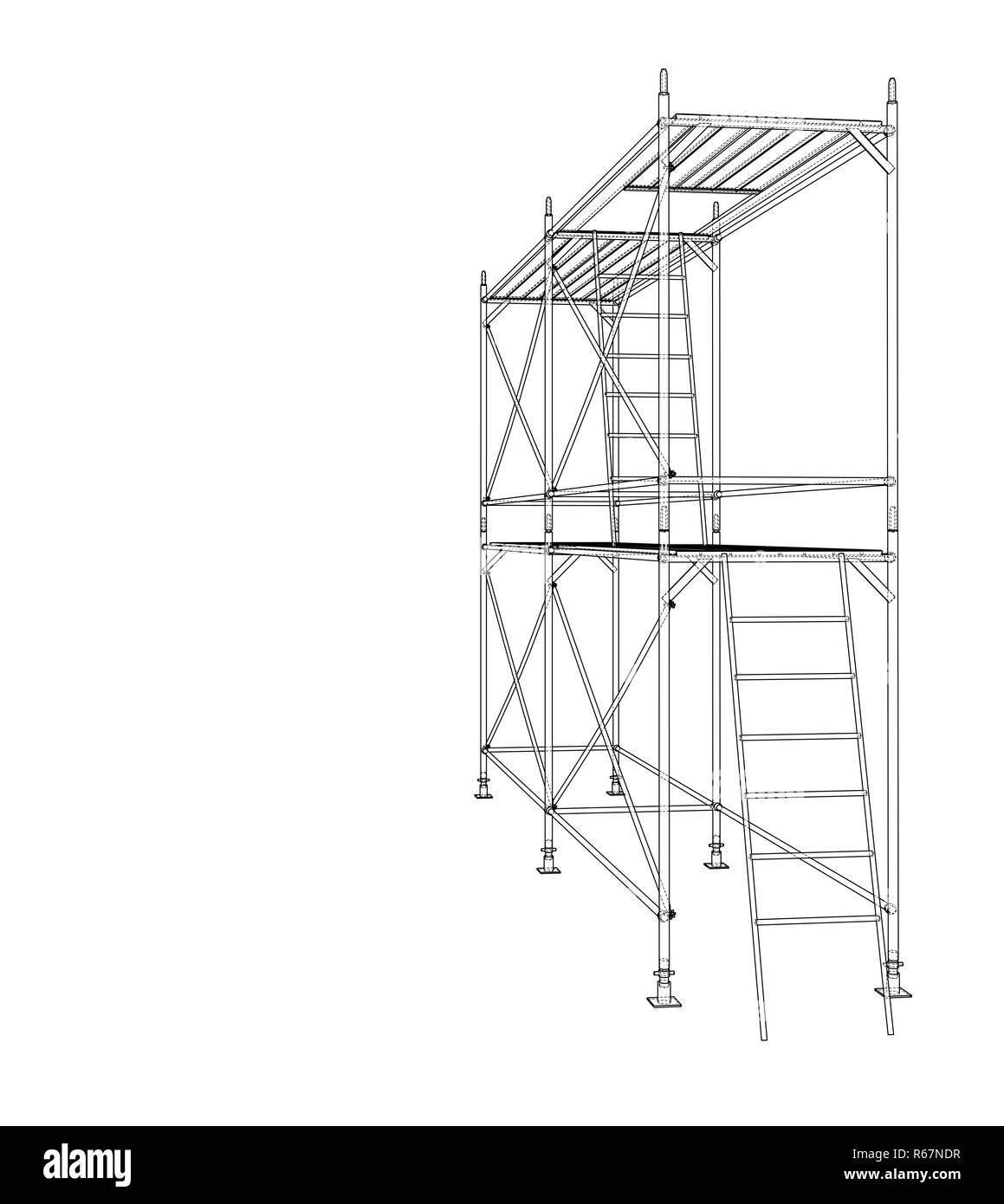 3D outline scaffold. 3d illustration. Wire-frame style Stock Photo - Alamy
