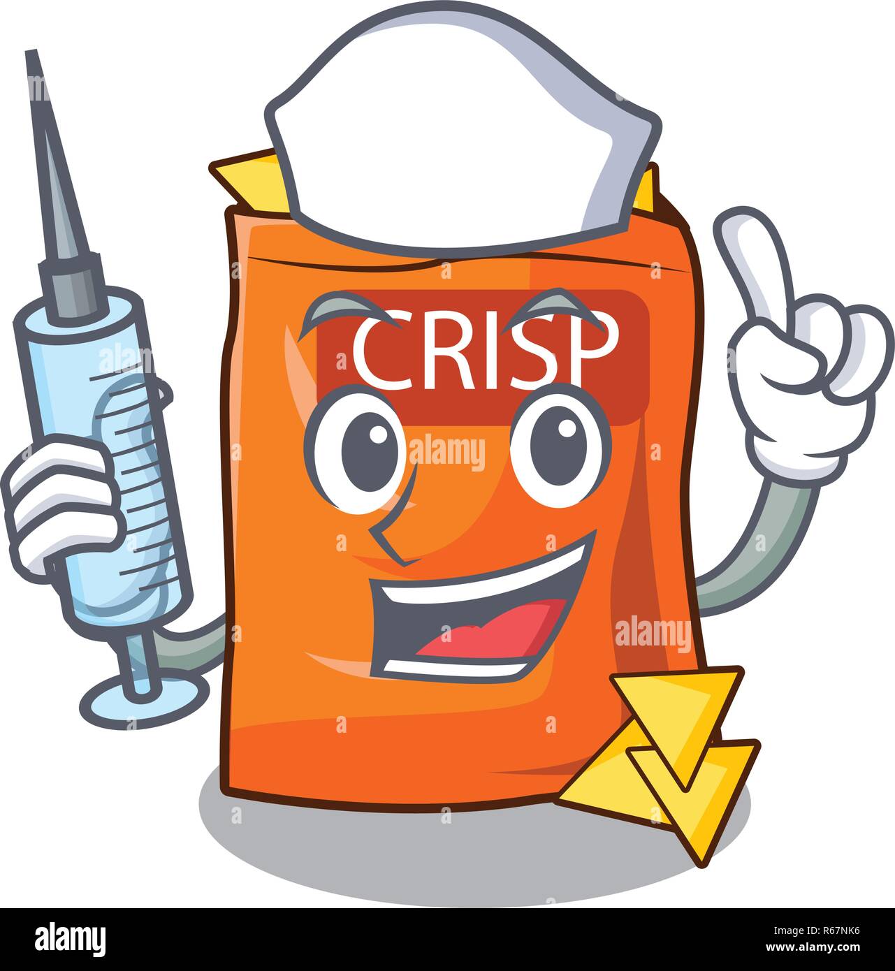 Nurse crispy potato chips in bowl cartoon vector illustrtion Stock ...
