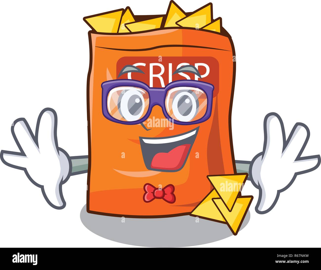 Geek crispy potato chips in bowl cartoon vector illustrtion Stock ...