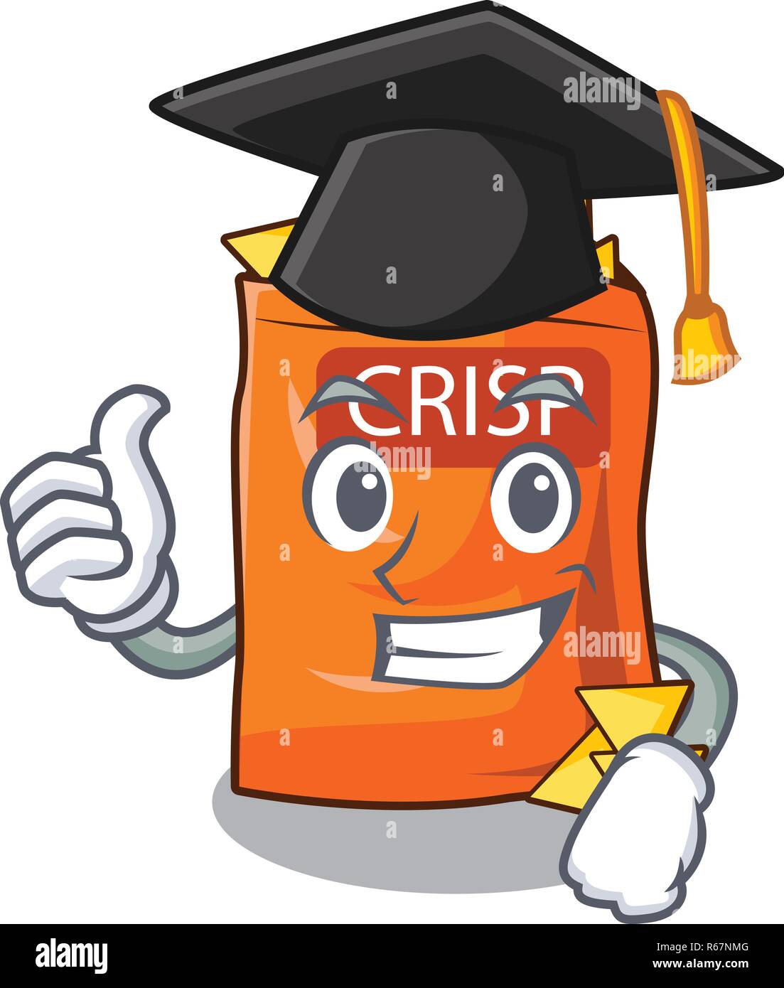 Graduation Businessman crispy potato chips in bowl cartoon vector ...