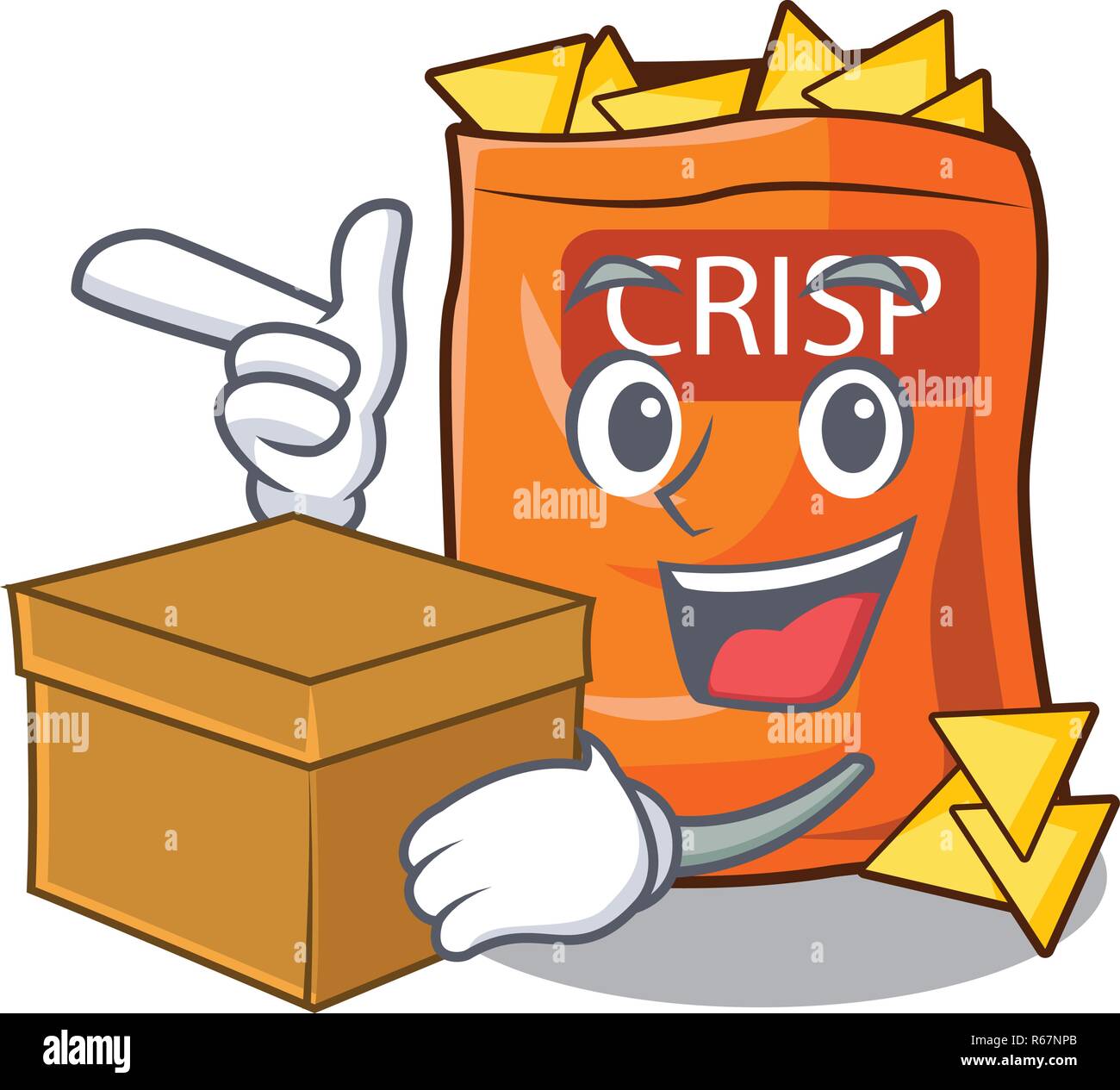 With box With box crispy potato chips in bowl cartoon vector ...