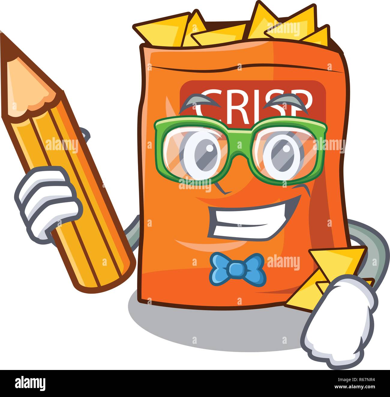 Student crispy potato chips in bowl cartoon vector illustrtion Stock ...