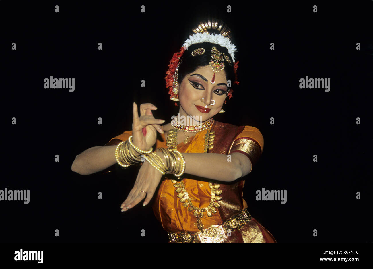 Kuchipudi woman performing Indian classical dance of India MR#697 Stock ...