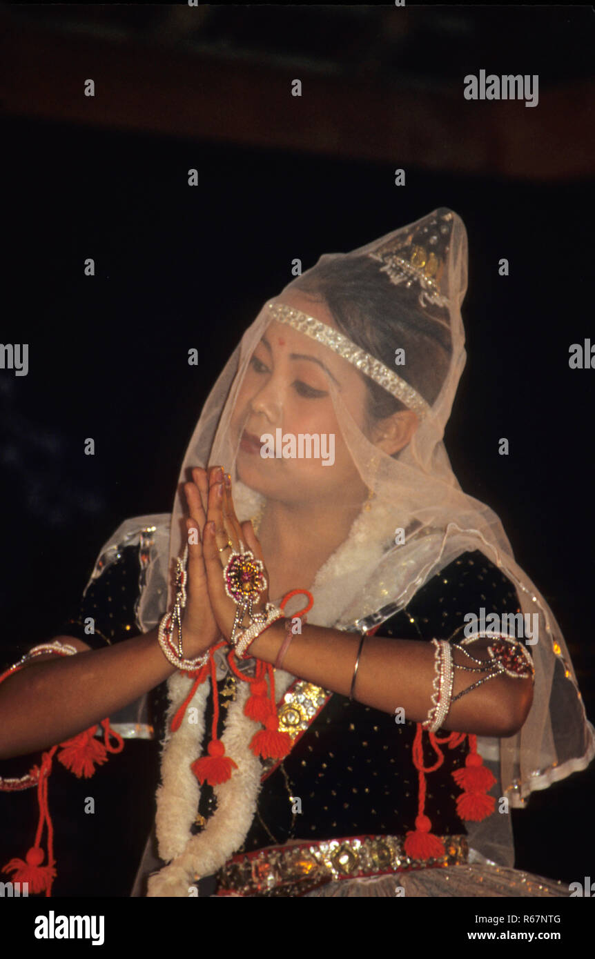 Manipuri, woman performing classical dance of india MR.No.697 Stock ...
