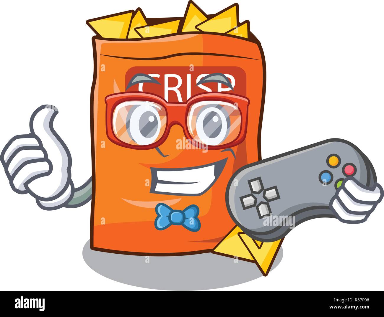 Gamer crispy chips snack on a character vector illustration Stock ...