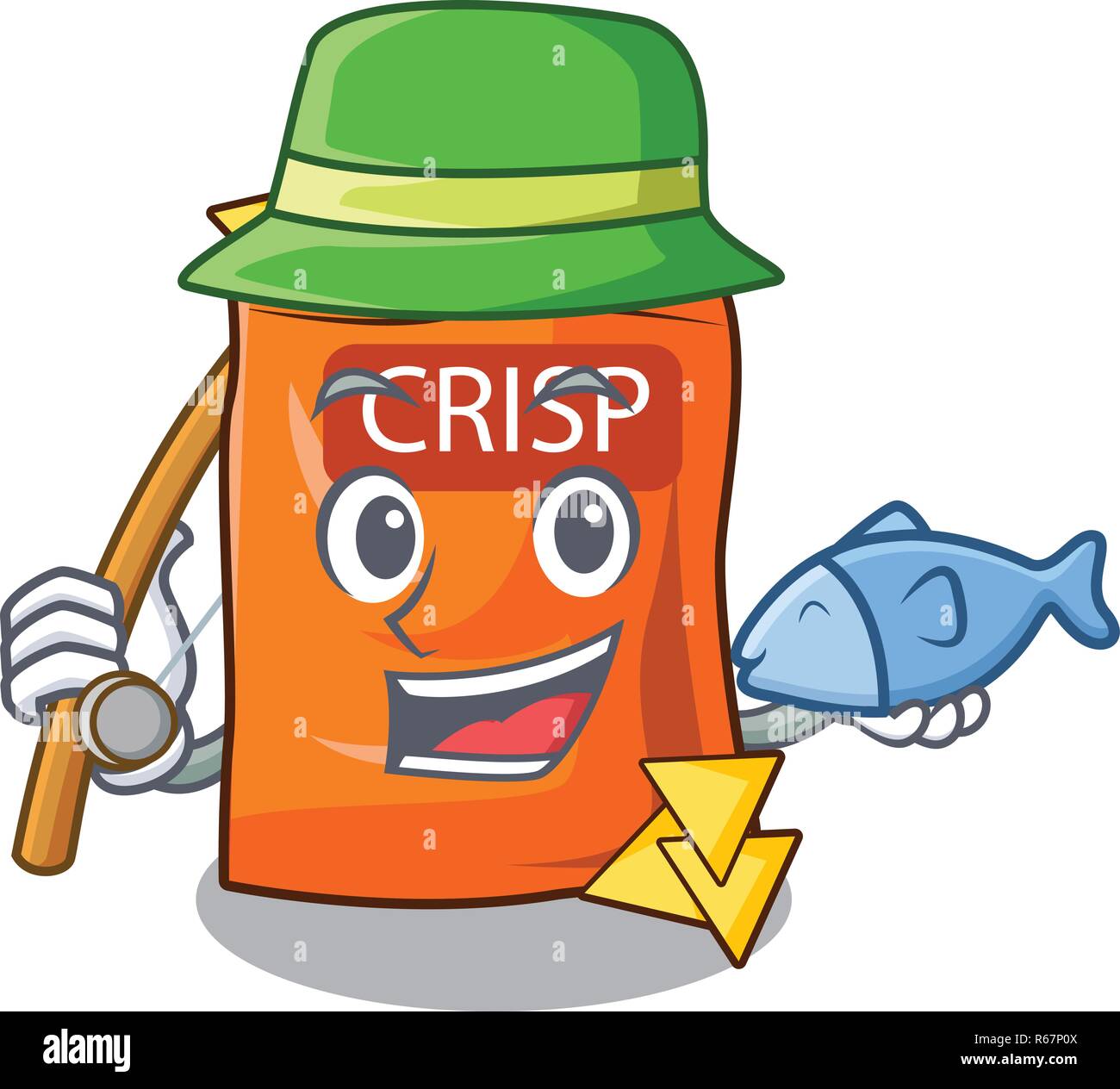 Fishing crispy chips snack on a character vector illustration Stock ...