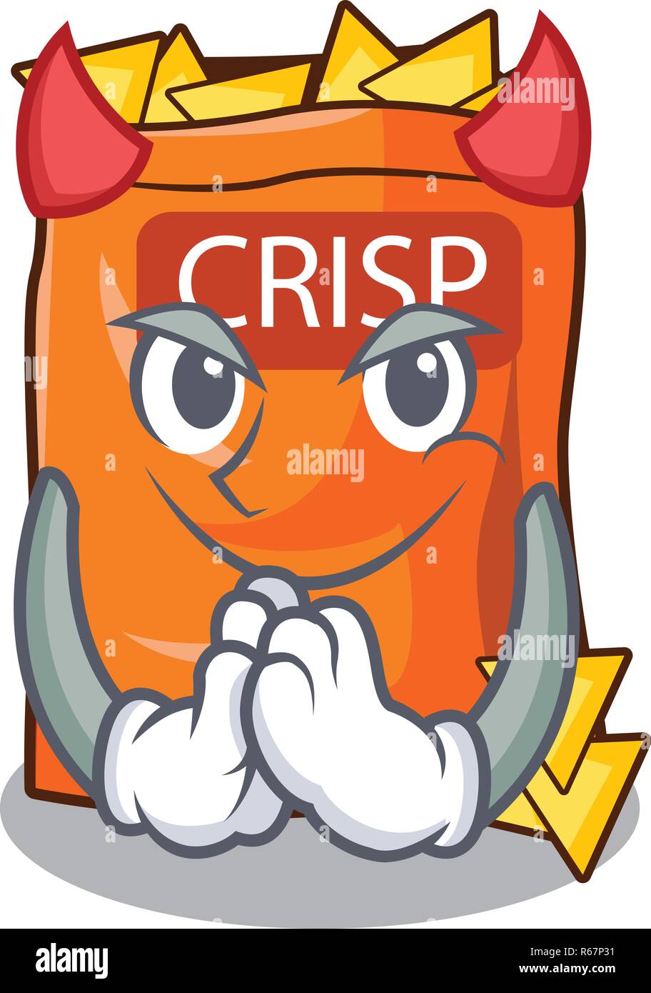 Devil crispy chips snack on a character vector illustration Stock ...
