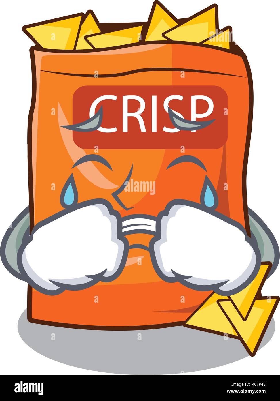 Crying crispy chips snack on a character vector illustration Stock ...