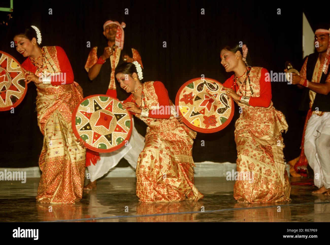 women performing bihu folk dance, assam, india, MR#697 Stock Photo - Alamy