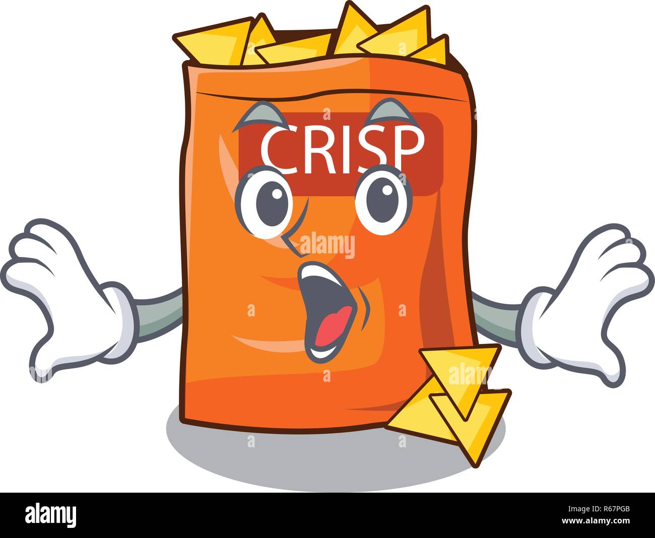 Surprised crispy chips snack on a character vector illustration Stock ...