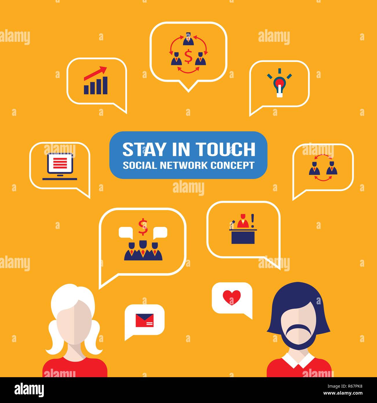 Social network concept People avatars with speech bubbles and business ...