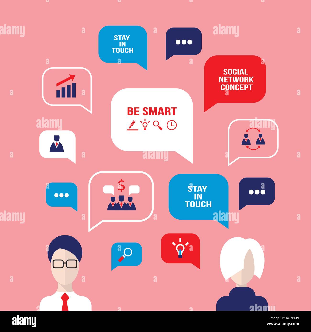 Social network concept People avatars with speech bubbles and business ...