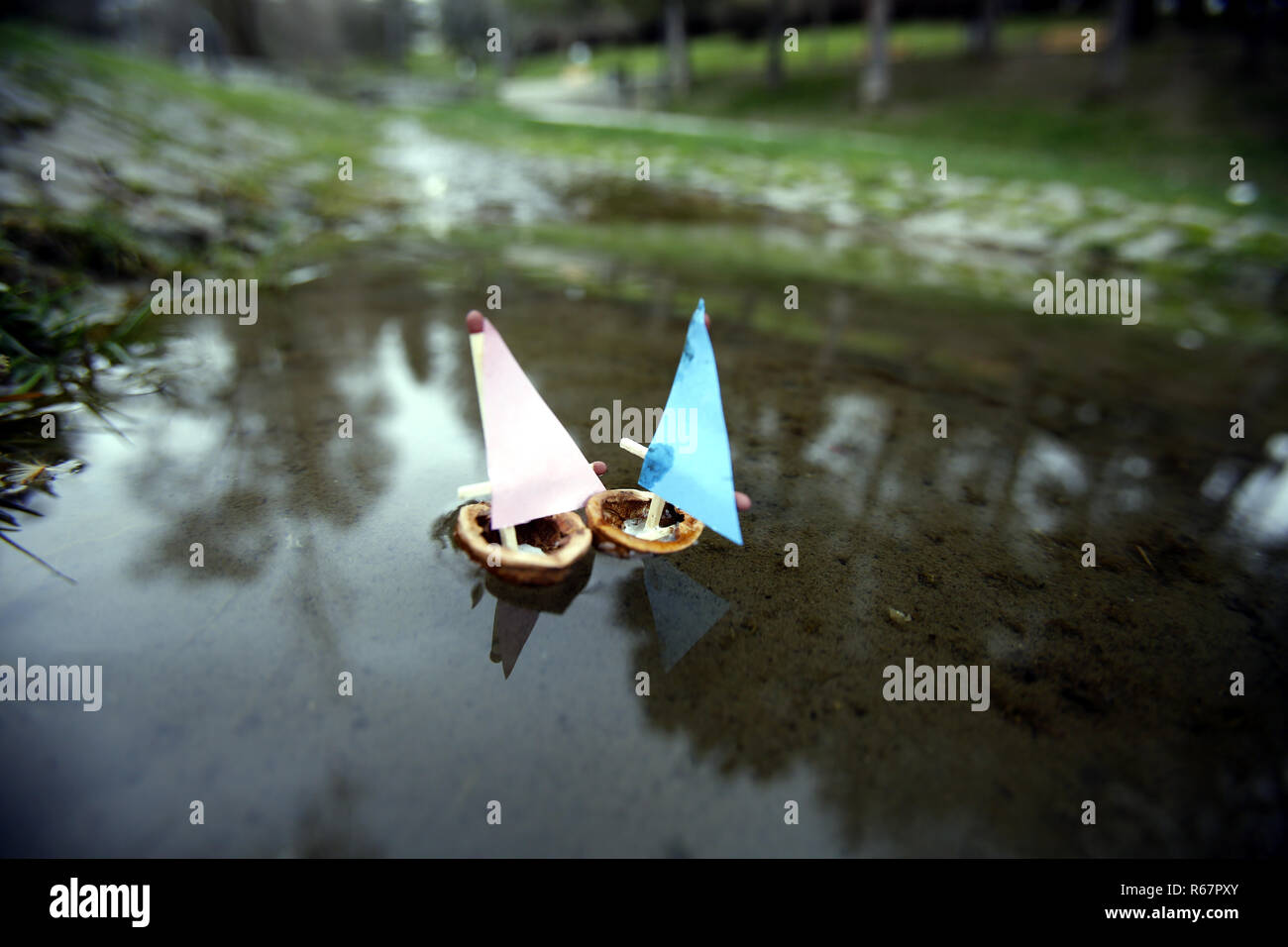 Little decorative ship from nuts Stock Photo - Alamy