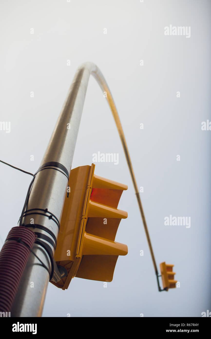 Traffic semaphore. Red light and green light. Pedestrians walking ...