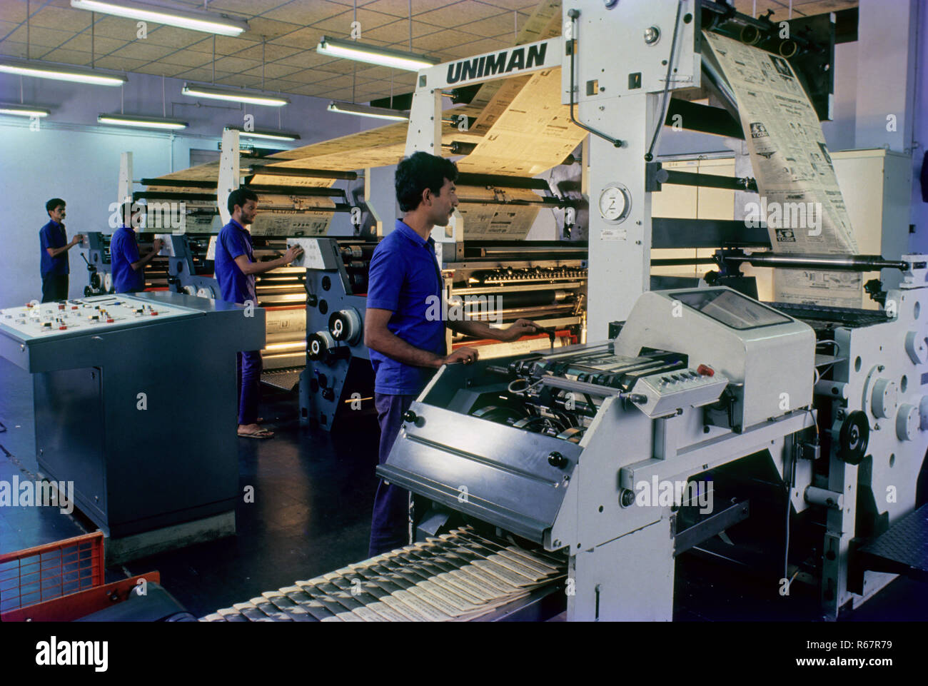 Newspaper Printing Press Factory Machine Uniman India Asia Stock 