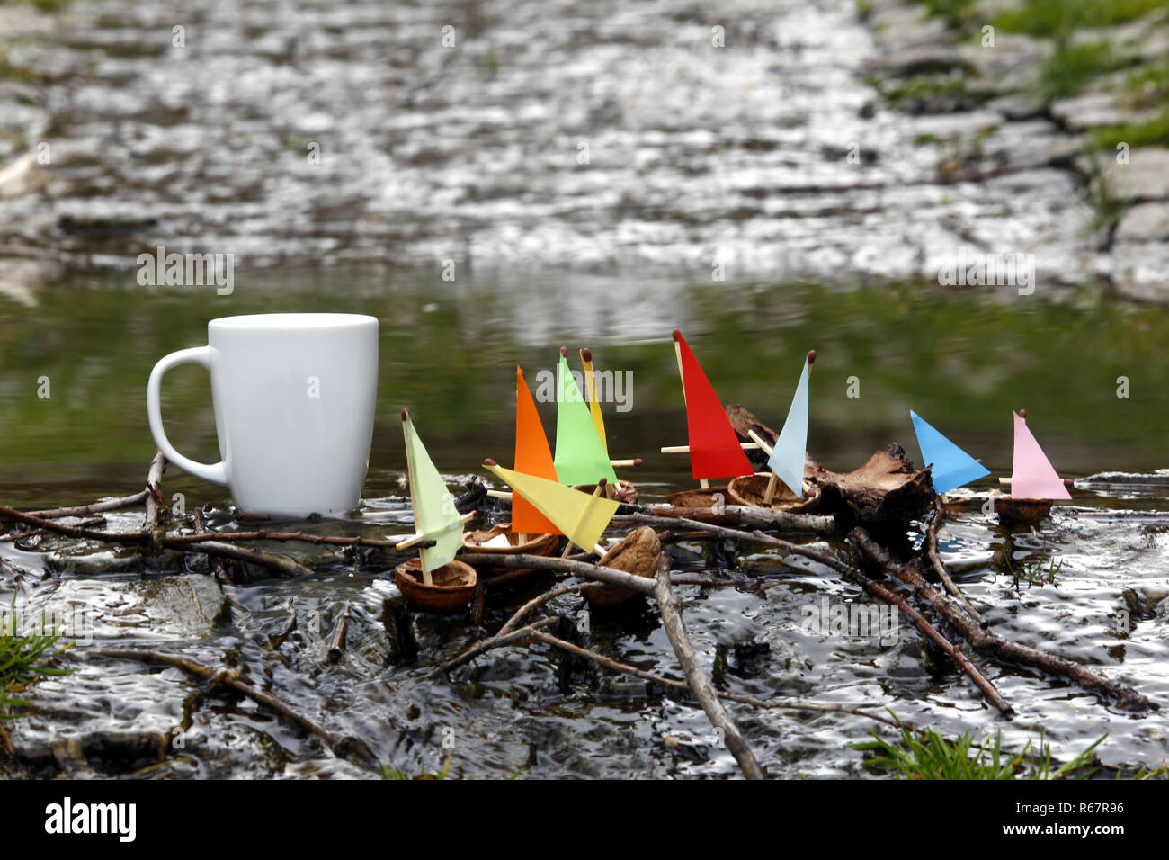 Little decorative ship from nuts Stock Photo - Alamy