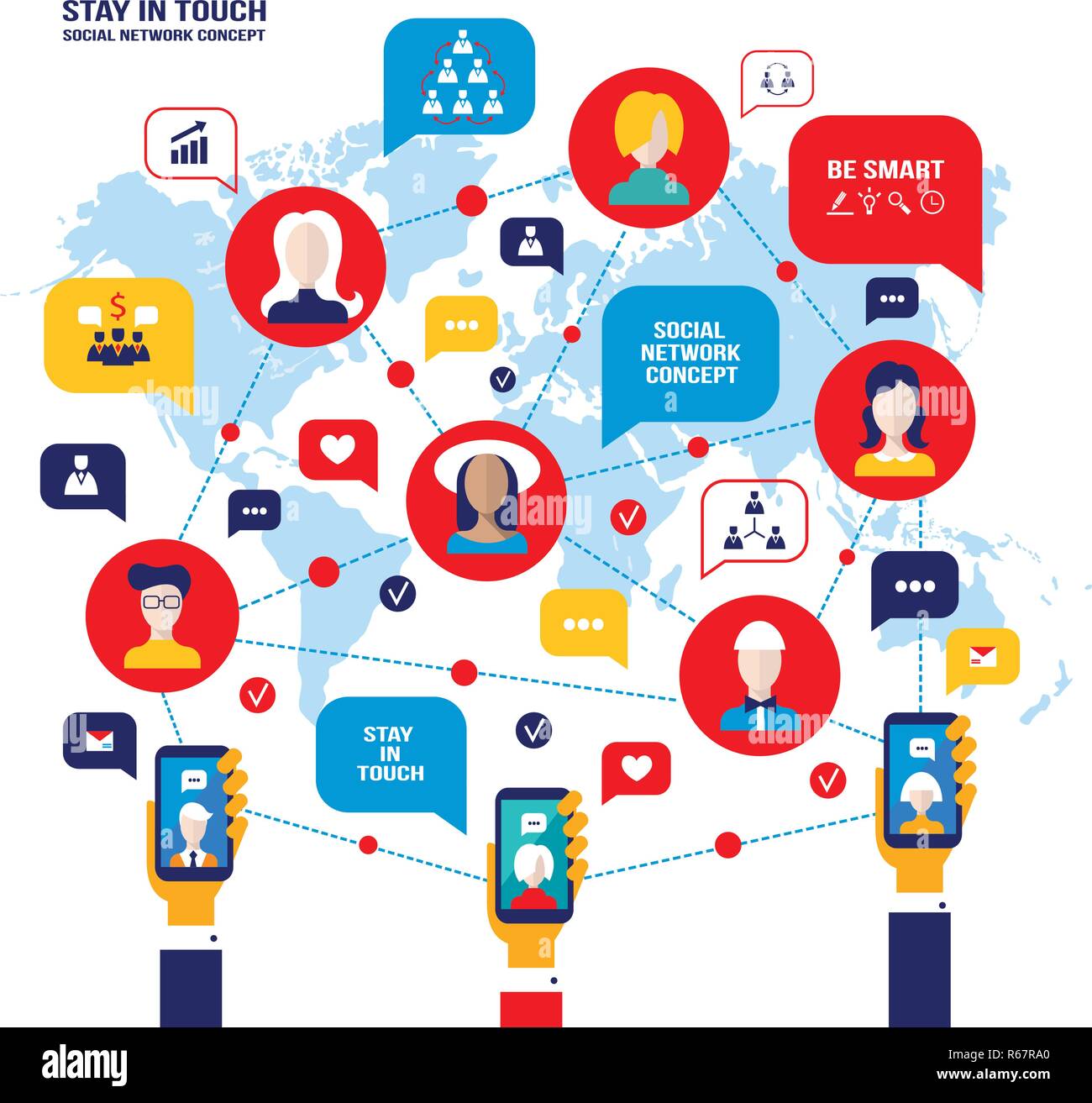 Social network concept People avatars mobile smart phones business ...