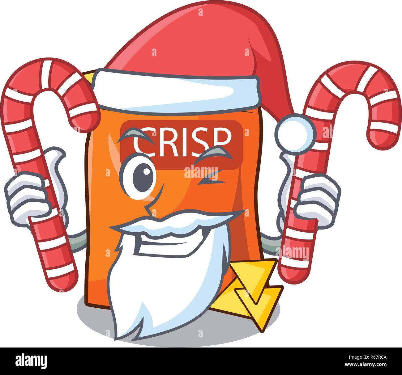 Santa with candy chips isolated on a collection mascot vector ...