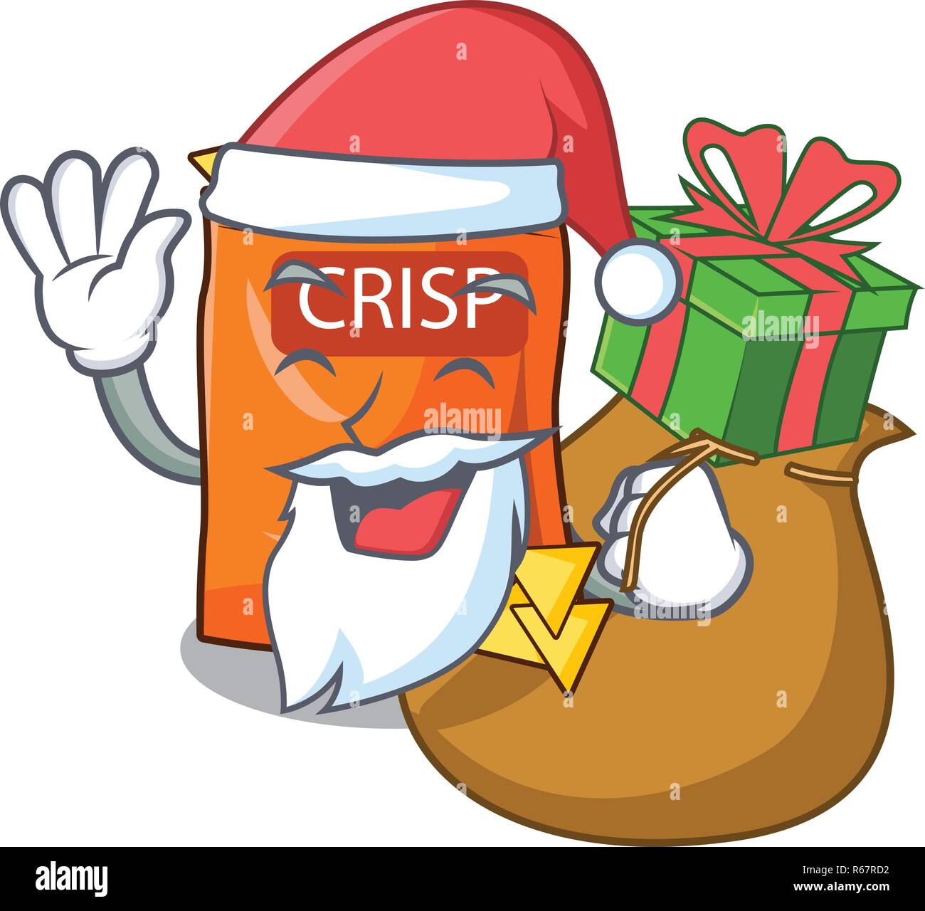 Santa with gift chips isolated on a collection mascot vector ...