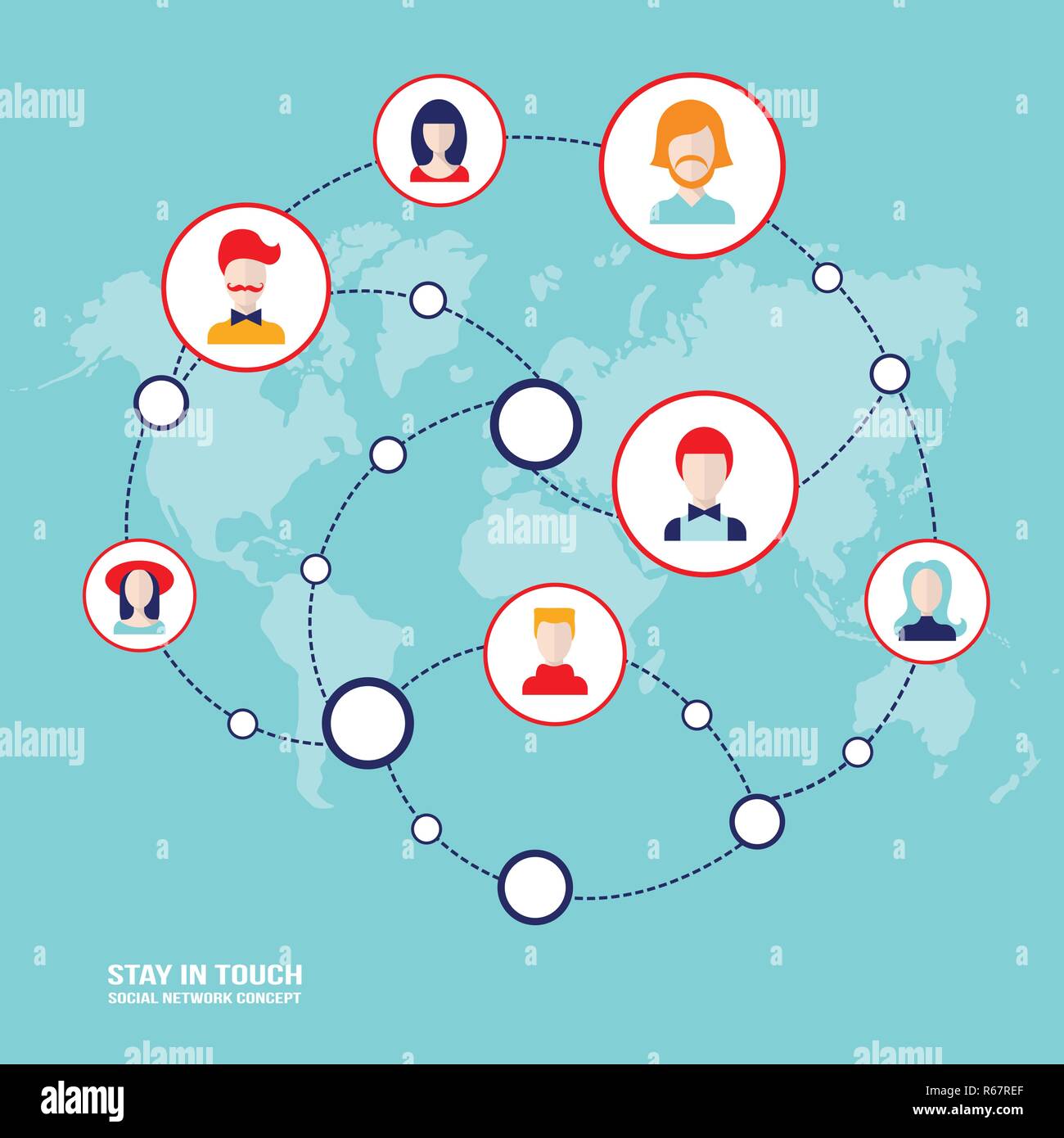 Social network concept People avatars on world map background Vector ...