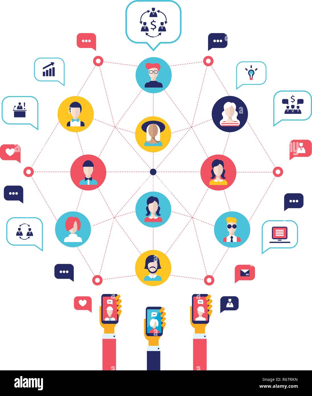 Social network concept Global communication infographic elements vector ...