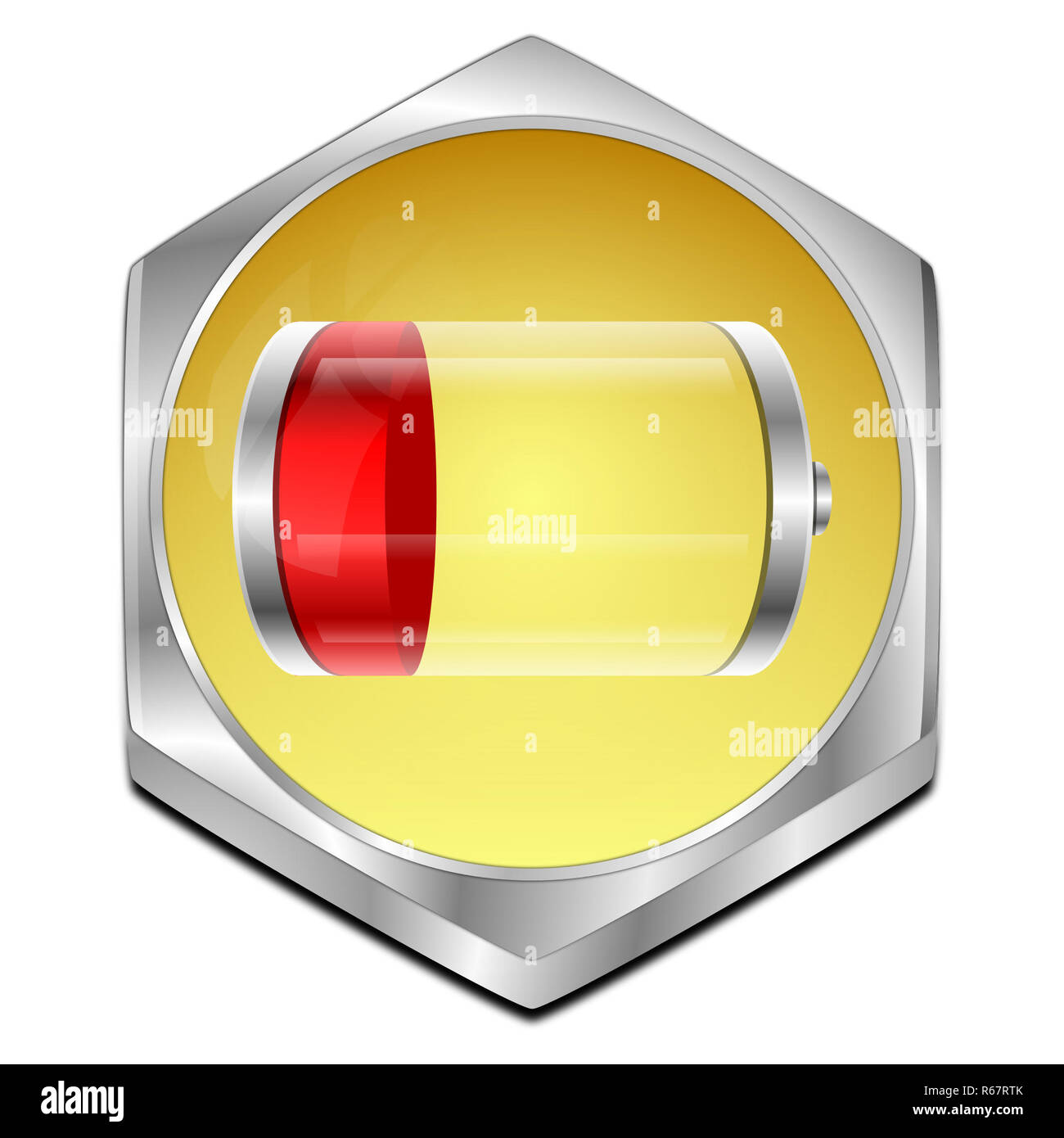 golden red Battery Button - 3D illustration Stock Photo - Alamy