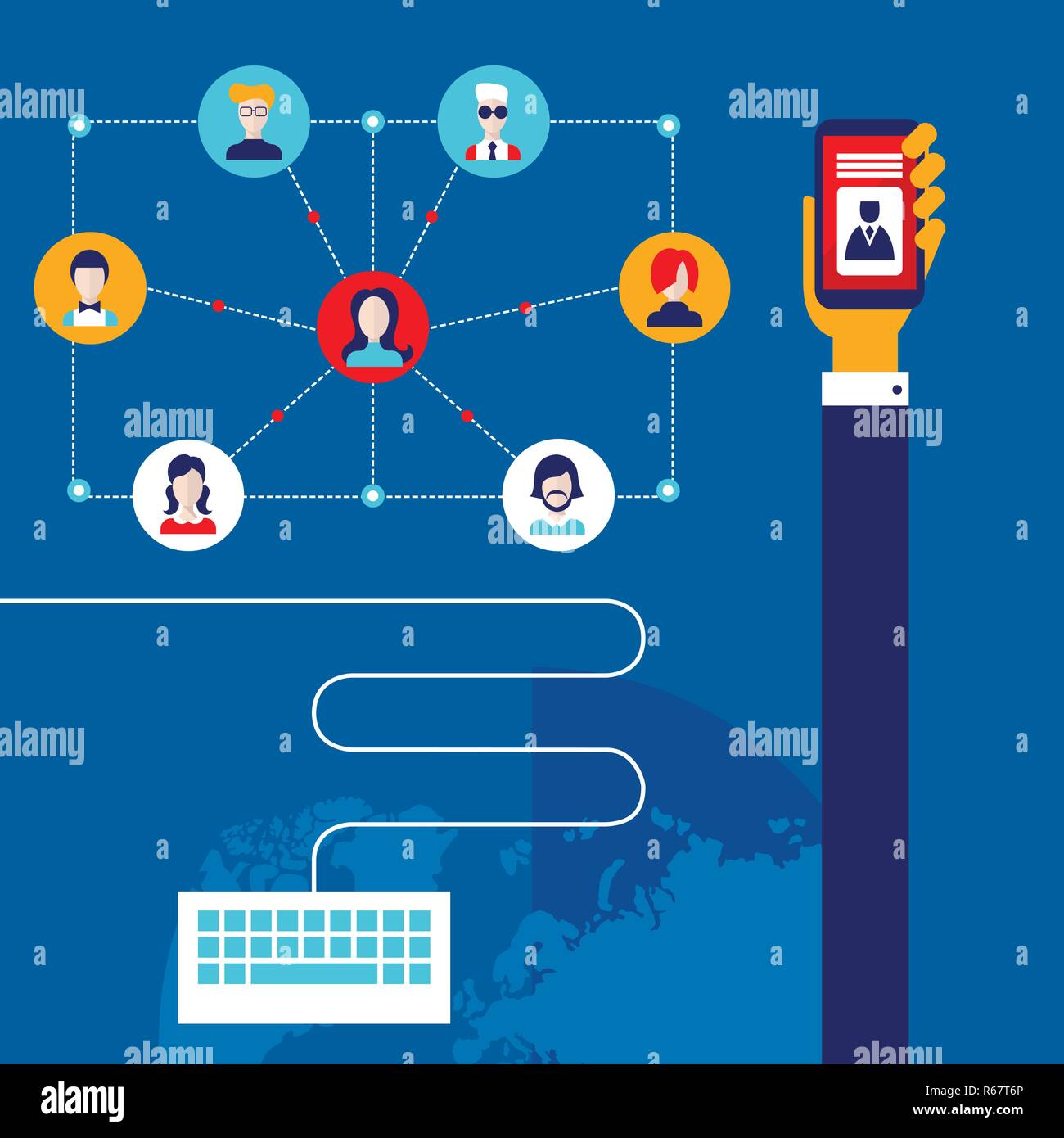 Social Network Technology and Communication concept Infographic banner ...