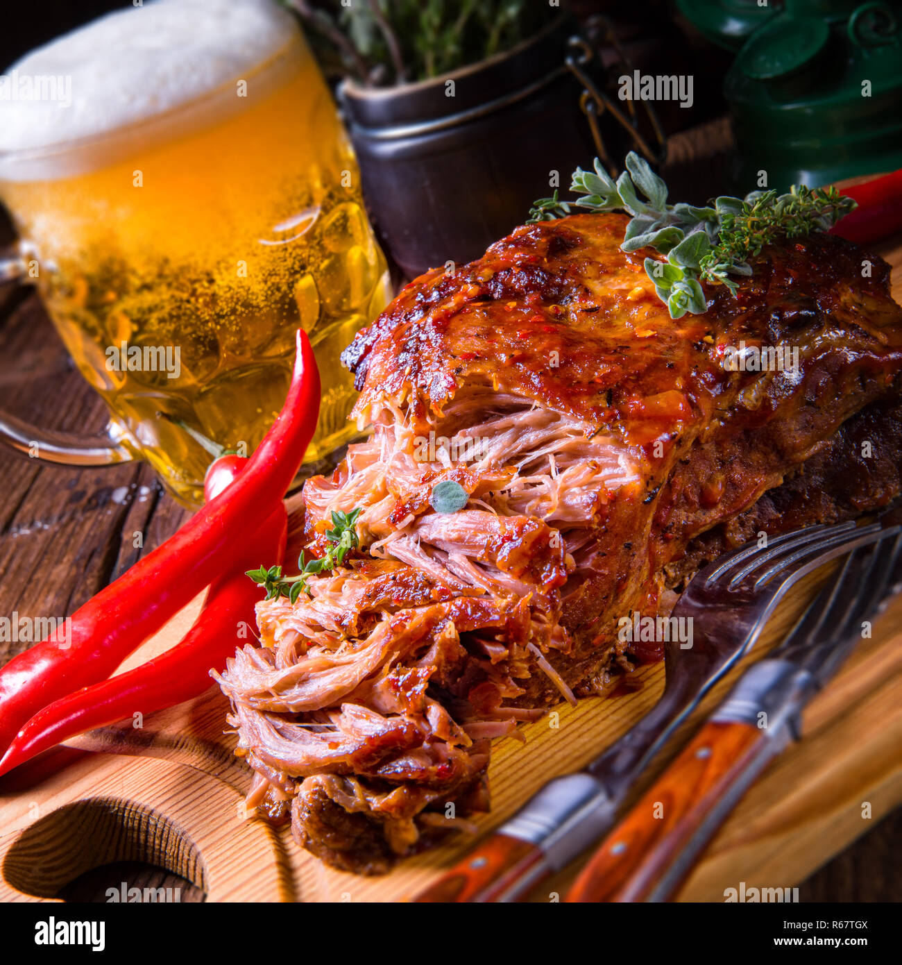 tasty barbecue pulled pork Stock Photo - Alamy