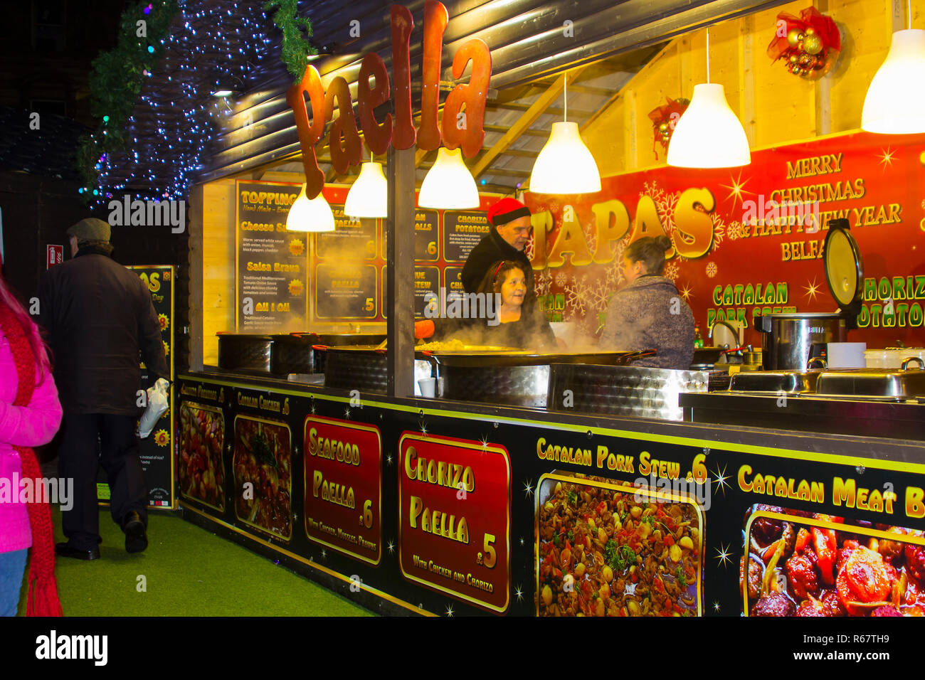 30 November 2018 A busy food stall selling Spanish dishes at the ...