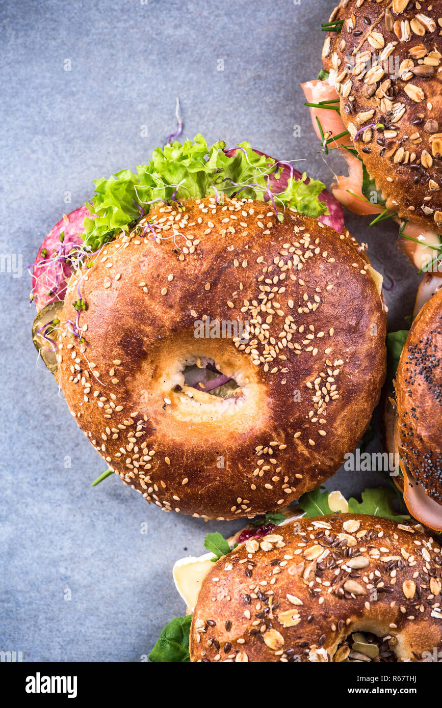 Homemade healthy bagels,top view Stock Photo - Alamy