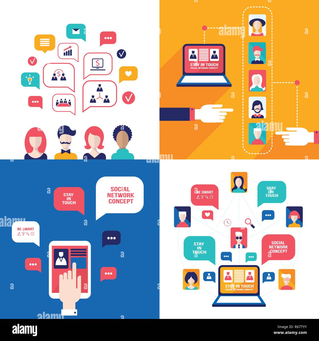 Group of people all using electronics Stock Vector Images - Alamy