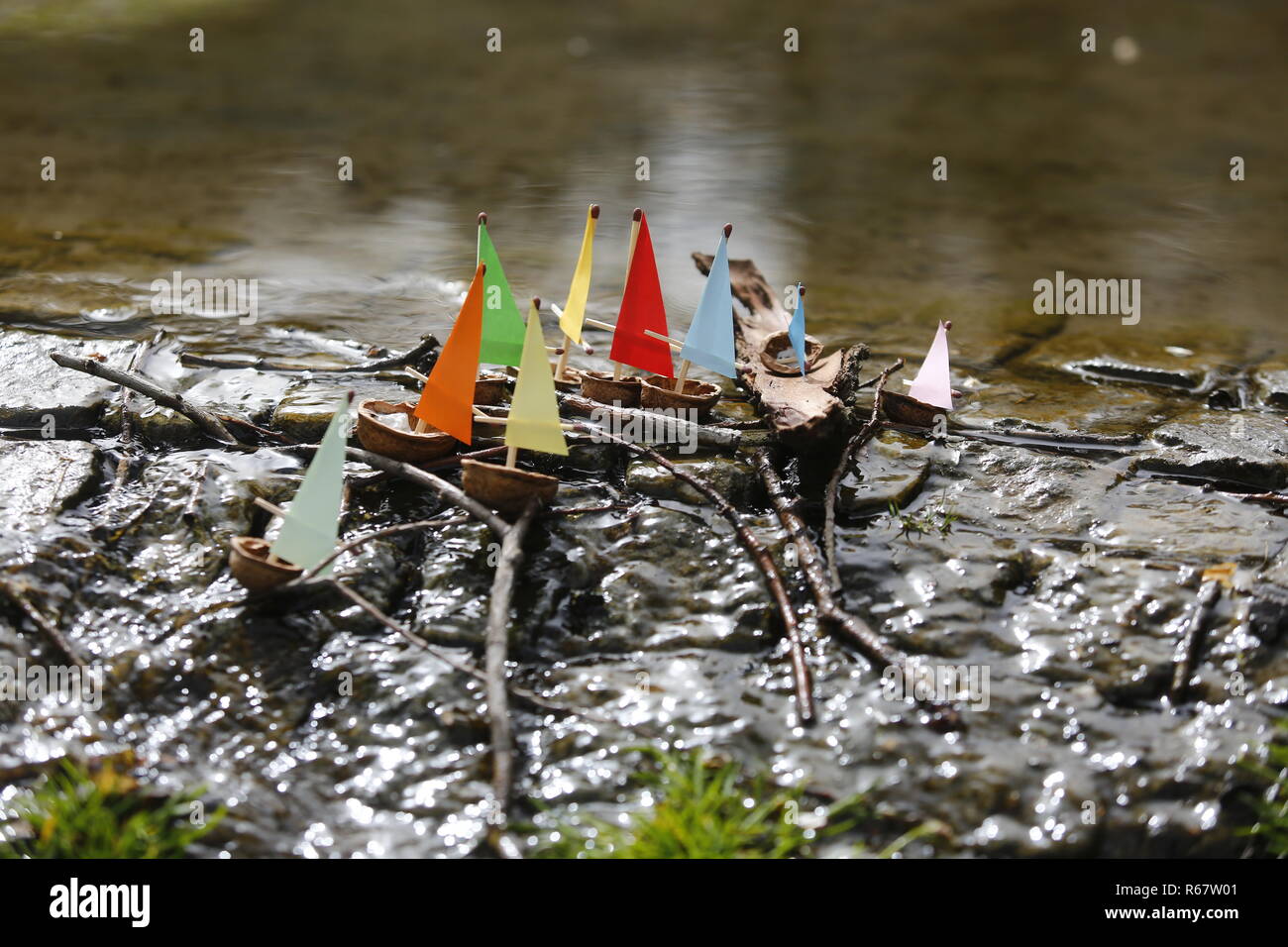 Little decorative ship from nuts Stock Photo - Alamy