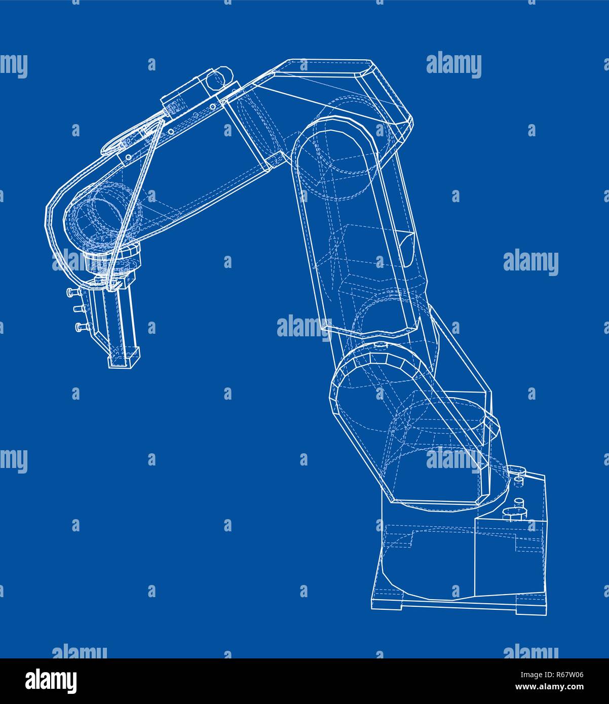 3D outline Robotic arm. 3d illustration. Wire-frame style Stock Photo ...