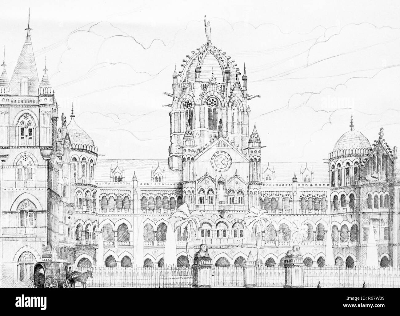Victoria terminus station india Black and White Stock Photos & Images ...