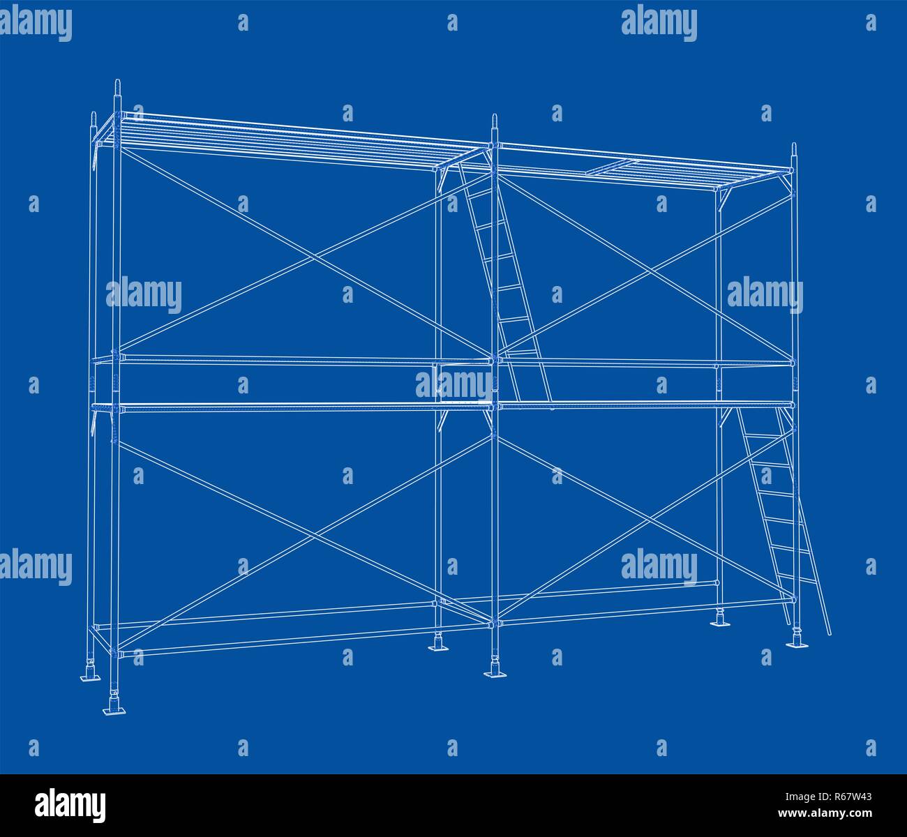 3D outline scaffold. 3d illustration. Wire-frame style Stock Photo - Alamy