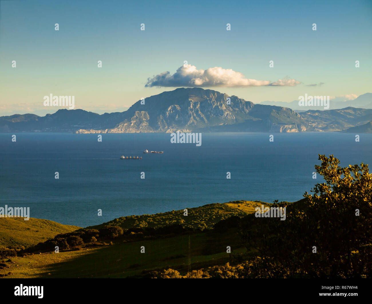 View To The Strait Of Gibraltar From The Spanish Side To The Mountains ...
