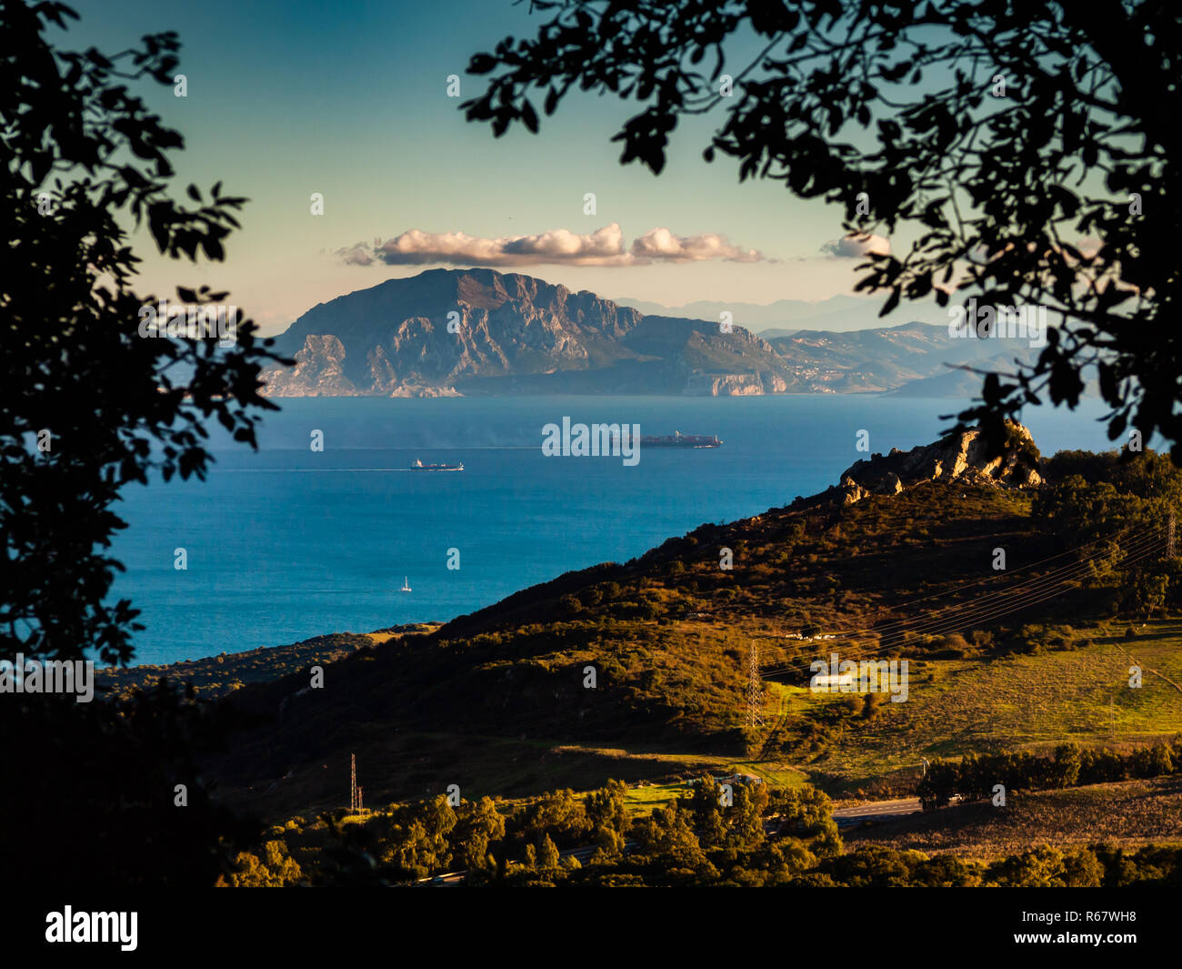 View To The Strait Of Gibraltar From The Spanish Side To The Mountains ...