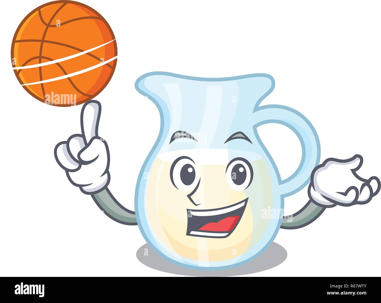 With basketball natural milk jug in a cartoon vector illustration Stock ...