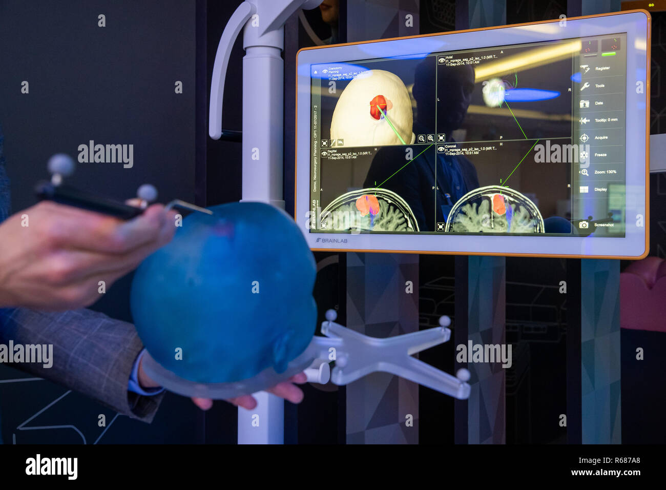 04 December 2018, Bavaria, Nürnberg: An employee of the German company ...