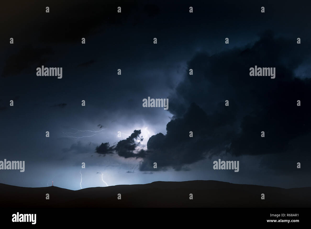 High Mountains Electric Storm Scenery. Stormy and Dangerous Mountain ...