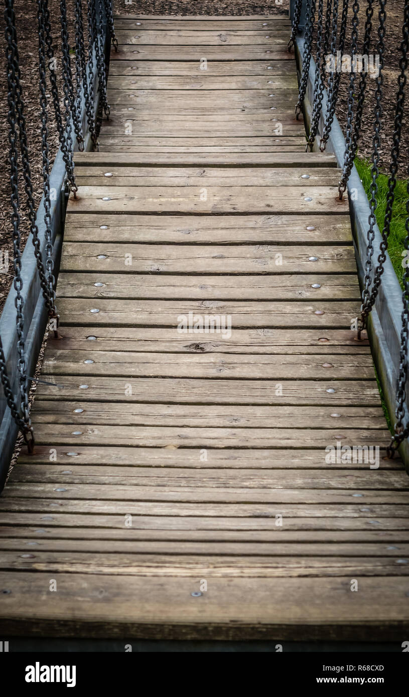 Wooden hanging bridge Stock Photo - Alamy