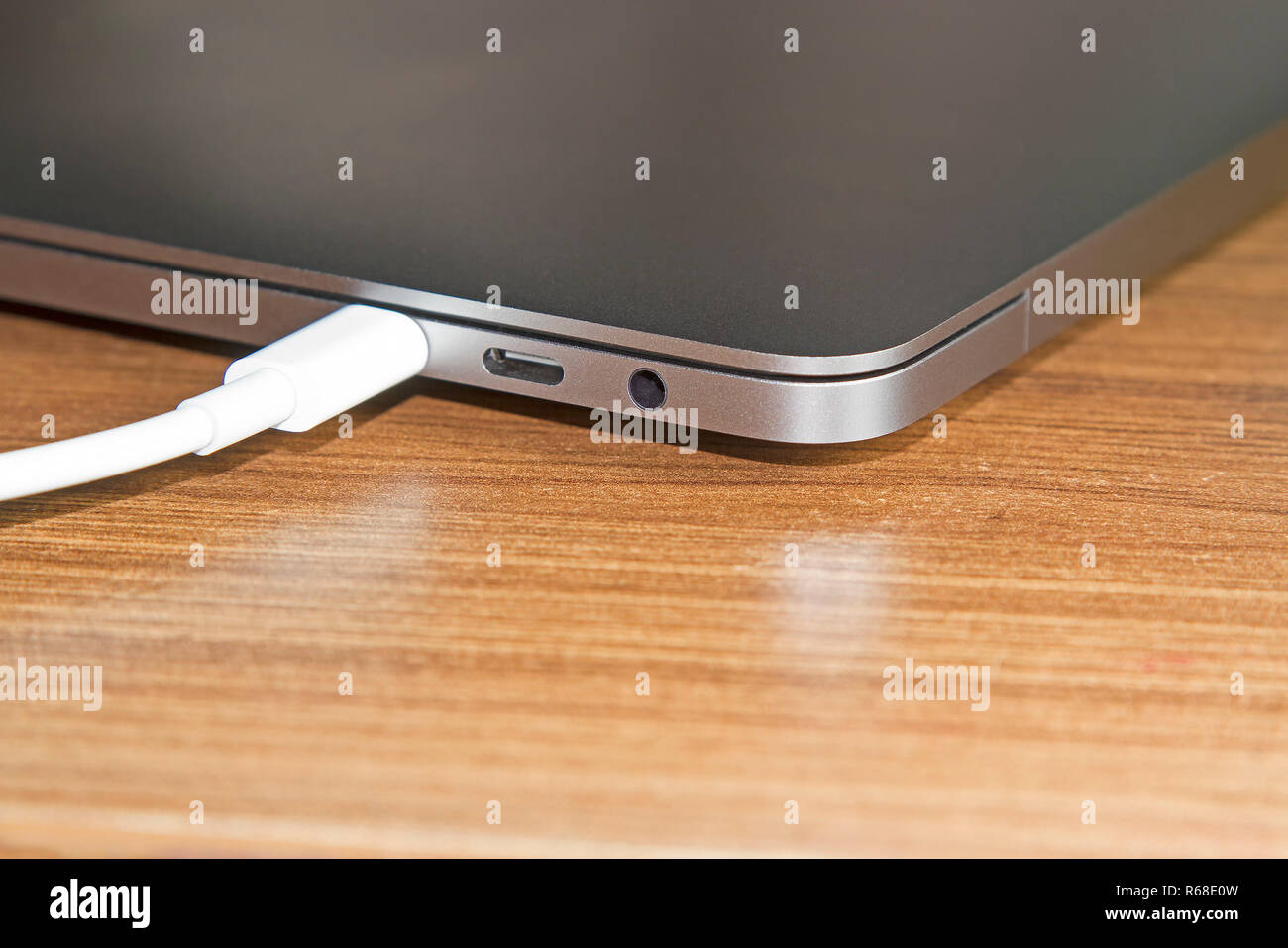 USB type-C port and Cable's White of laptop Stock Photo - Alamy