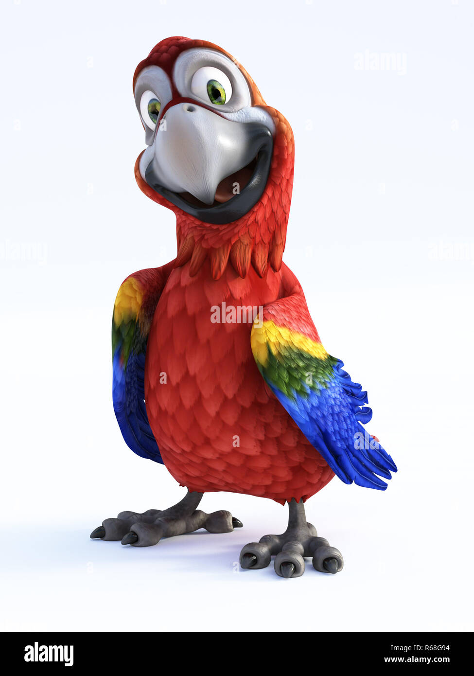 3D rendering of cartoon parrot smiling Stock Photo - Alamy