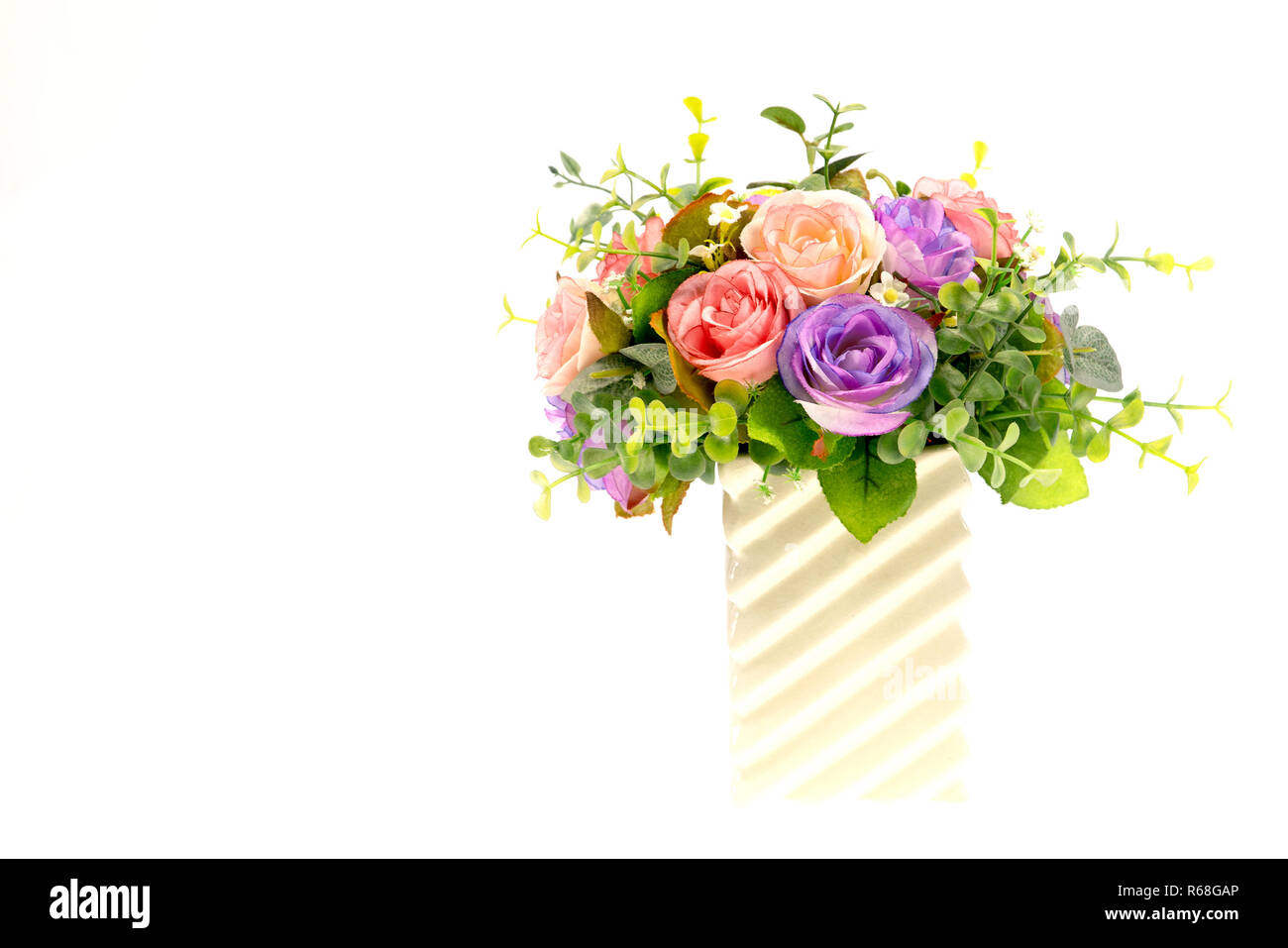 Roses in white vase with white background Stock Photo - Alamy