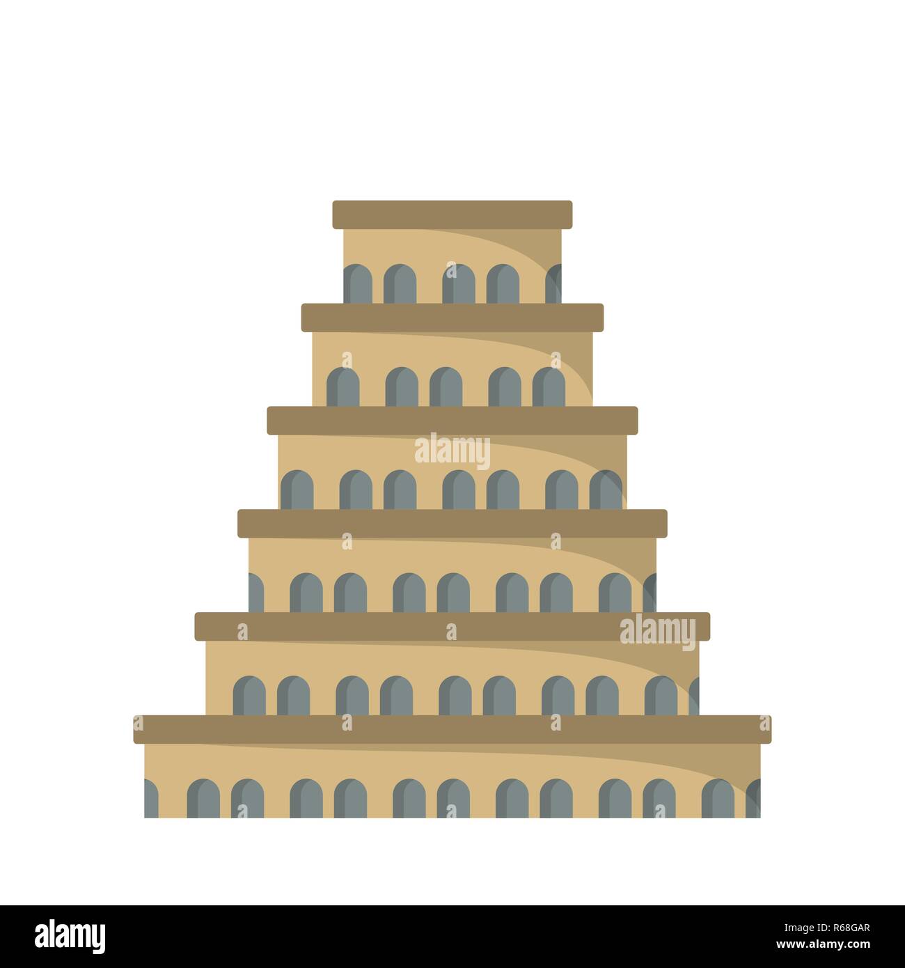 Flat icon of the tower of Babel. Vector illustration. Christianity ...
