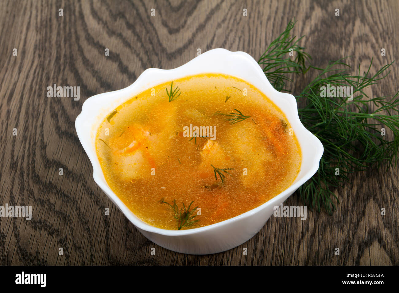 Salmon fish soup Stock Photo - Alamy