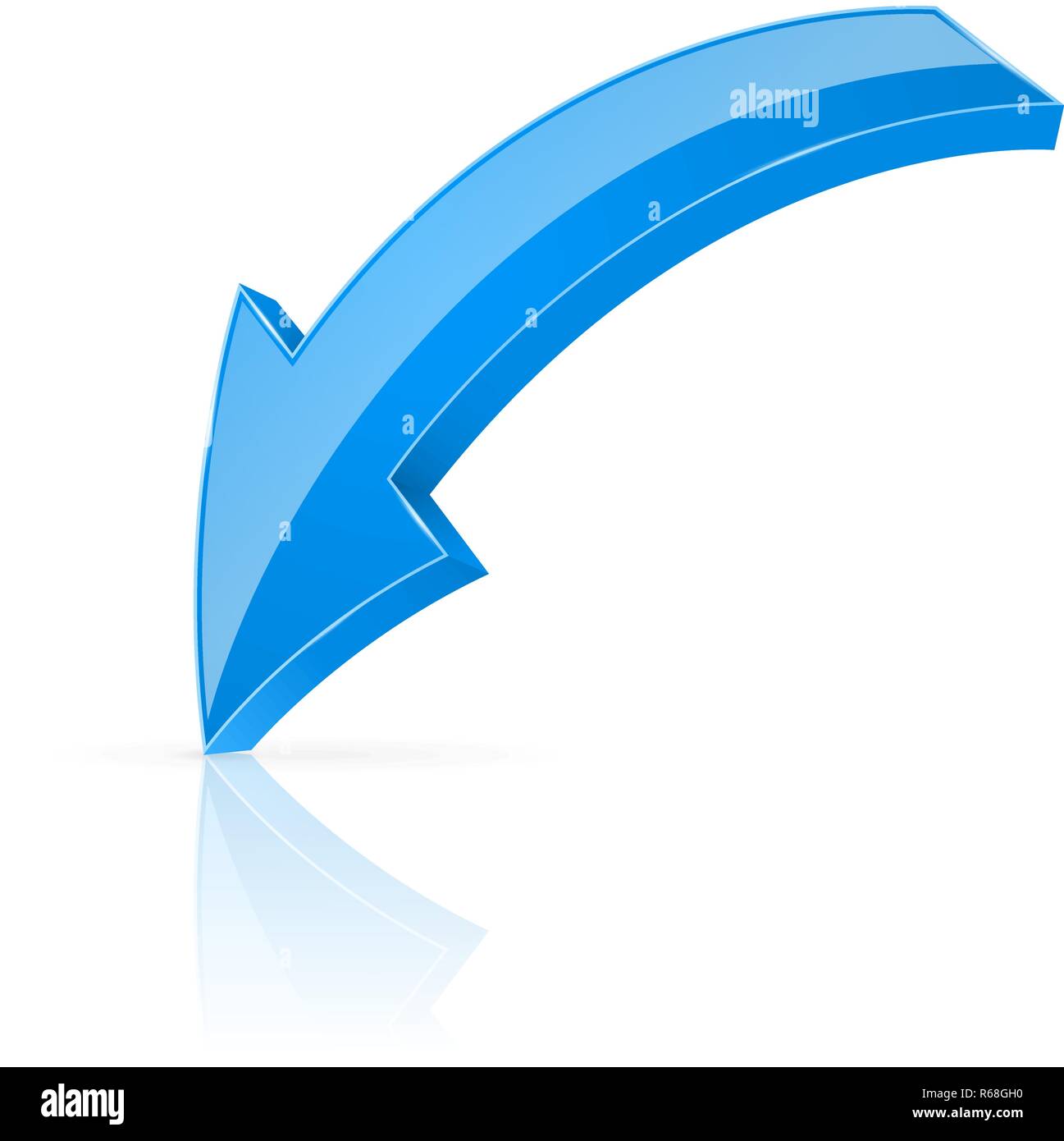 Blue 3d arrow. Down shiny icon Stock Vector Image & Art - Alamy