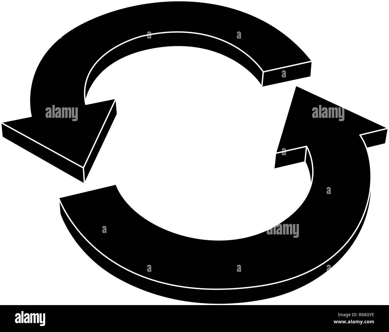 Refresh arrows flat white Black and White Stock Photos & Images - Alamy